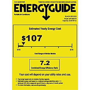 BLACK+DECKER 12,500 BTU Portable Air Conditioner with Remote Control, White