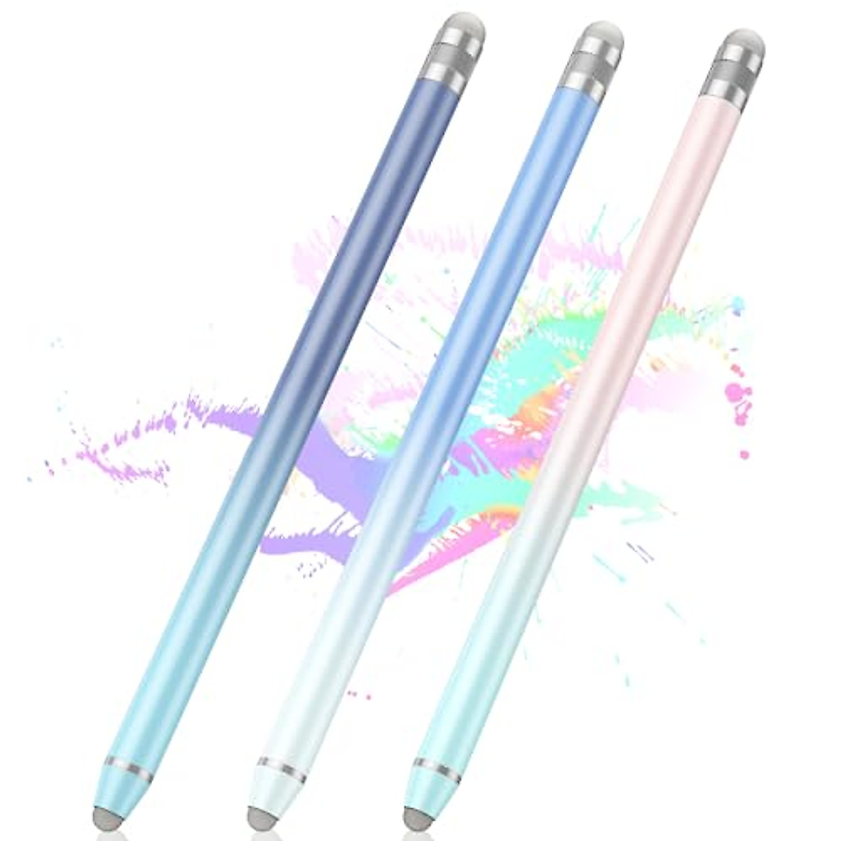 Stylus Pens for Touch Screens(3 Pcs), High Sensitivity Fiber Tips Capacitive Stylus for iPad iPhone Tablets Samsung Galaxy All Universal Touch Screen Devices (Gradient Blue)