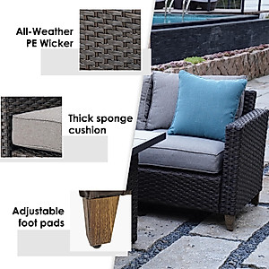Grand patio Sofa Sets Outdoor Furniture Sets 6 Pieces Conversation Set, Wicker Patio Furniture Sectional Sofa with Thick Cushions for Yard Garden Porch &Brown