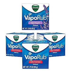 Vicks VapoRub Original (Pack of 3) & Vicks VapoRub Lavender Essential Oil, Chest Rub Ointment, Relief from Cough, Cold & Pains w/ Original Medicated Vicks Vapors, Topical Cough Suppressant, 1.76 OZ