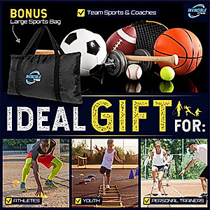 Invincible Fitness Agility Set - 10 Cones, 4 Hooks, 3 Resistance Bands & Bag - Improve Coordination, Speed, Power & Strength - Soccer, Football, Basketball, Tennis - for All Ages