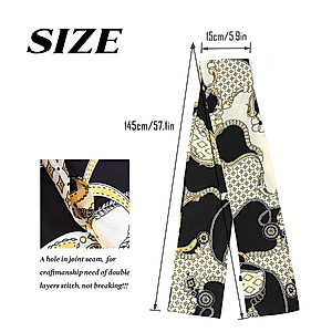 Formery 3PCS Satin Long Headband Scarf Blue Silk Edge Layering Scarves Pattern African Hair Wrap Ribbon for Women and Girls