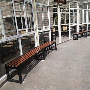 Lnder 100x40x45cm Outdoor Garden Bench Bronze Garden Seat Outdoor Backless Benches Park Solid Wood Bench 400kg Load Capacity (Size : 59in)