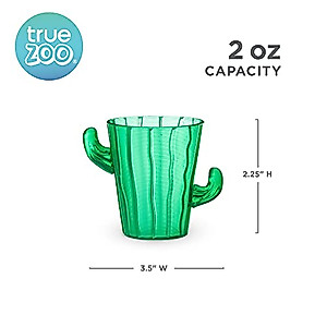 True Zoo Cactus Tequila Shot Glasses - Novelty Succulent Party Funny Cute Shot Glass Set, Unique Shooters in Green