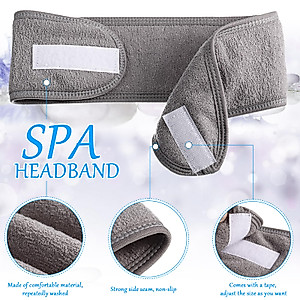 30 Pack Spa Headband Spa Facial Headband Spa Headband Bulk for Washing Face Makeup Headband for Shower Bath Sport Wrap Girls Headband Polyester Adjustable Towel with Hook and Loop Non Slip(Gray)