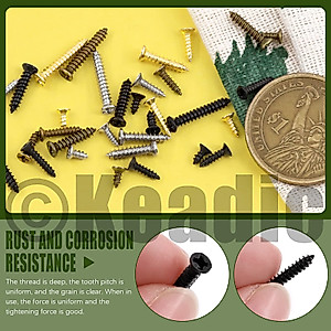 Keadic 2200 Pcs 4 Color Small Self Tapping Screws Assortment Kit, M2*5/6/8/10mm M2.6 * 12/16mm Self-Drilling Flat Cross Head Mini Wood Screw with Plastic Case (Black, Bronze, Silver, Gold)