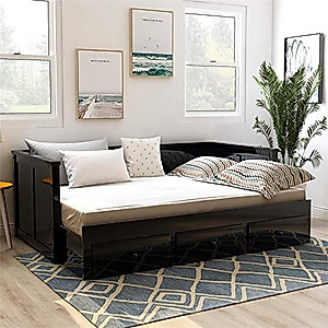 Pemberly Row Full Panel Storage Daybed in Black