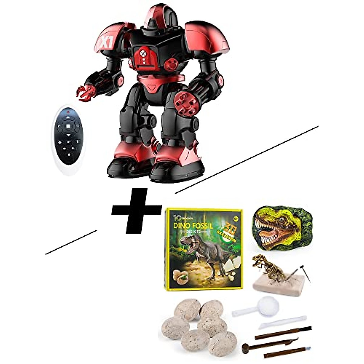 Dinosaur Fossil Digging Kit for Kids& Remote Control Robot Toys, RC Robot for Kids