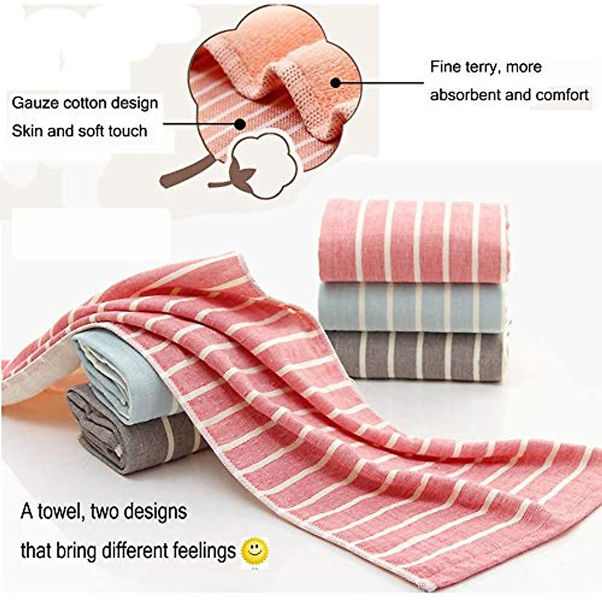 LifeWheel Cotton Gause Muslin Hand Towels(3 Pack,16"x 28") - Soft Absorbent Durable Towels for Home and Outdoor Use (color1)