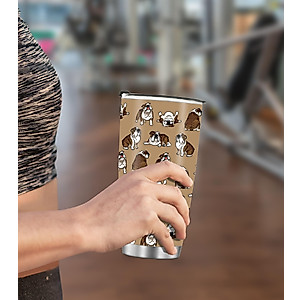 WIRESTER 20 OZ Stainless Steel Tumbler With Lid, Double Wall Vacuum Insulated Tumbler, Coffee Travel Mug Cup for Hot Cold Drinks - Brindle Brown English Bulldog Funny Playful