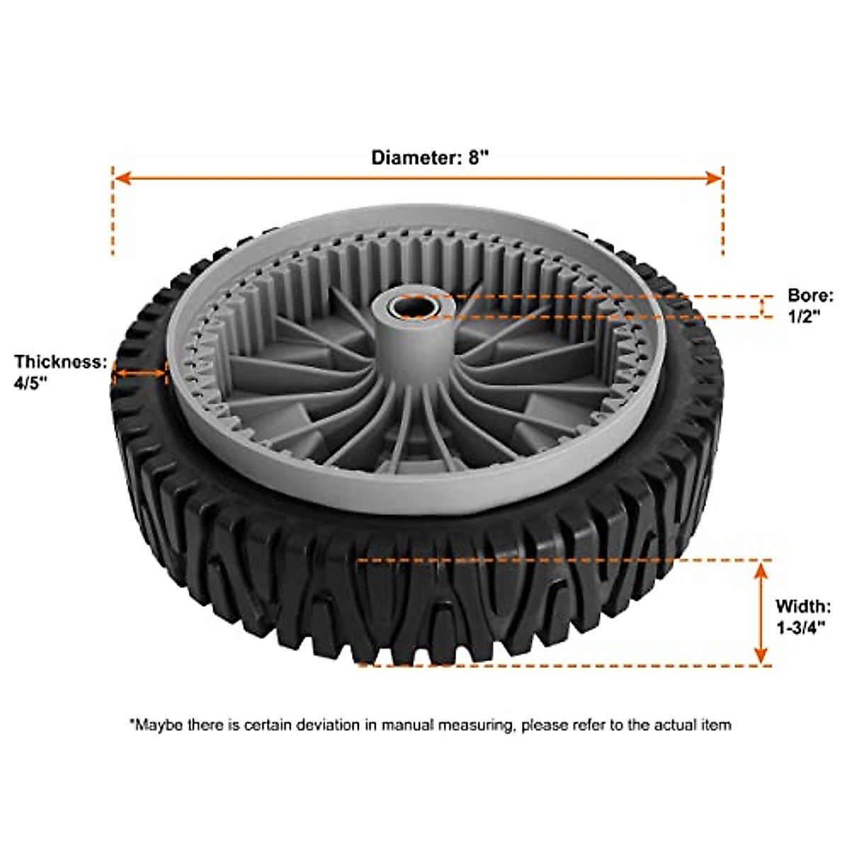 8 Inch Front Wheels Replaces for HU 581009202-2 Pack Drive Wheels Tires Compatible with Hon da Black Max Lawn Mower, Craftsman 917376161, HU 7021RES Self Propelled Mower, Replace 193912x460