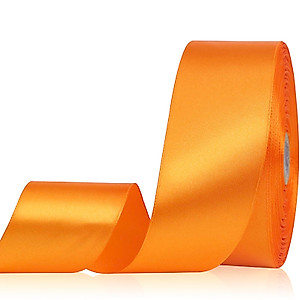 Sagaat Orange Ribbon 1-1/2 Inch 50 Yards, Solid Satin Ribbon for Flower Bouquet, Crafts, Gift Wrapping, Bridal Invitations, Hair, Festival and Party Decorations
