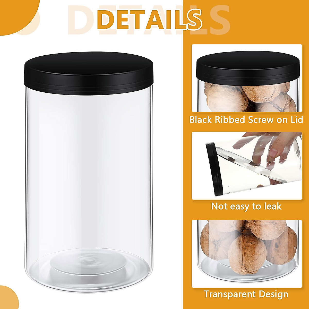 meekoo 12 Pcs 27 Ounce Plastic Jars with Lids PET Airtight Food Storage Container Clear Plastic Mason Jars Wide Mouth Cylinder Container for Meal Kitchen Organizing Spices Butter Cream