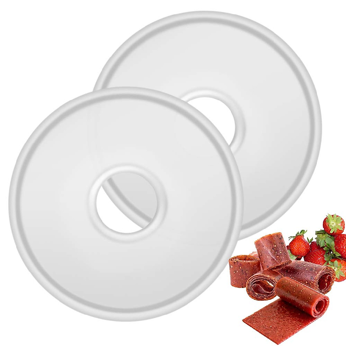 Flexzion Nonstick Fruit Leather Trays for Dehydrator, Fruit Roll Up for Food Dehydrator Machine (11 7/8 Inch) 2 Pack, Reusable Dehydrator Sheets for Dry Fruit Snacks Roll