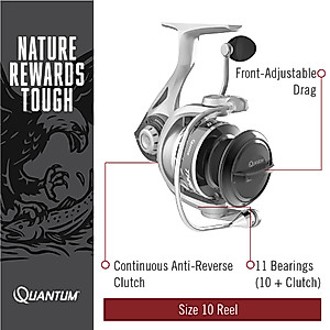 Quantum Throttle Spinning Combo, 10, 5.3:1 Gear Ratio, 5' Length 2pc, 2-6 lb Line Rate, Fast Action, Ambidextrous, TH10502ULA.NS3