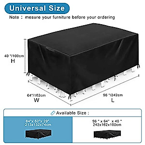 Patio Furniture Cover Waterproof,GGB Outdoor Table Cover Rectangular , 420D Heavy Duty Outdoor Patio Set Cover with Handle 84" L x 52" W x 29" H