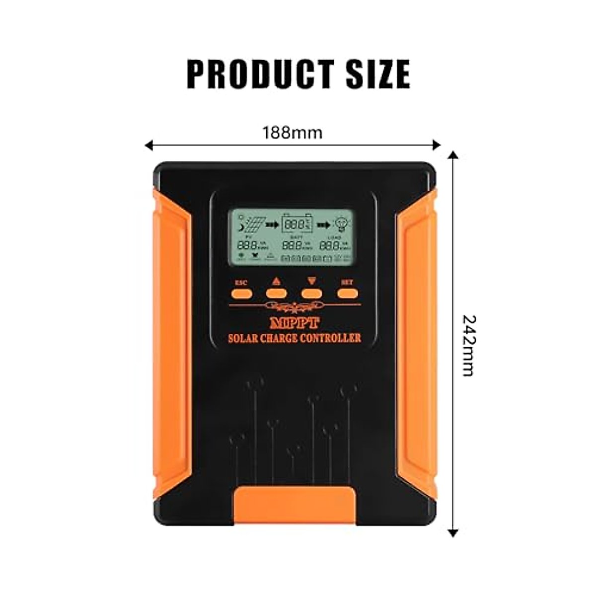 ATMOREA MPPT 60 Amp Solar Charge Controller - 12V 24V 36V 48V Auto Adaptive - LCD Display -Dual Fans Cooling- Supports up to 180V PV Input for AGM, Gel, Flooded and Lithium Battery