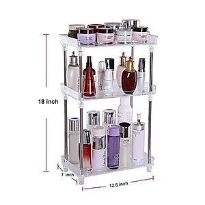 Bathroom Organizer Countertop, 3-Tire Skincare Organizers Vanity Tray Corner Shelf for Makeup Cosmetic Perfume, Multi-Functional Acrylic Organizer in Vanity Dresser Bathroom Kitchen Living Room etc.