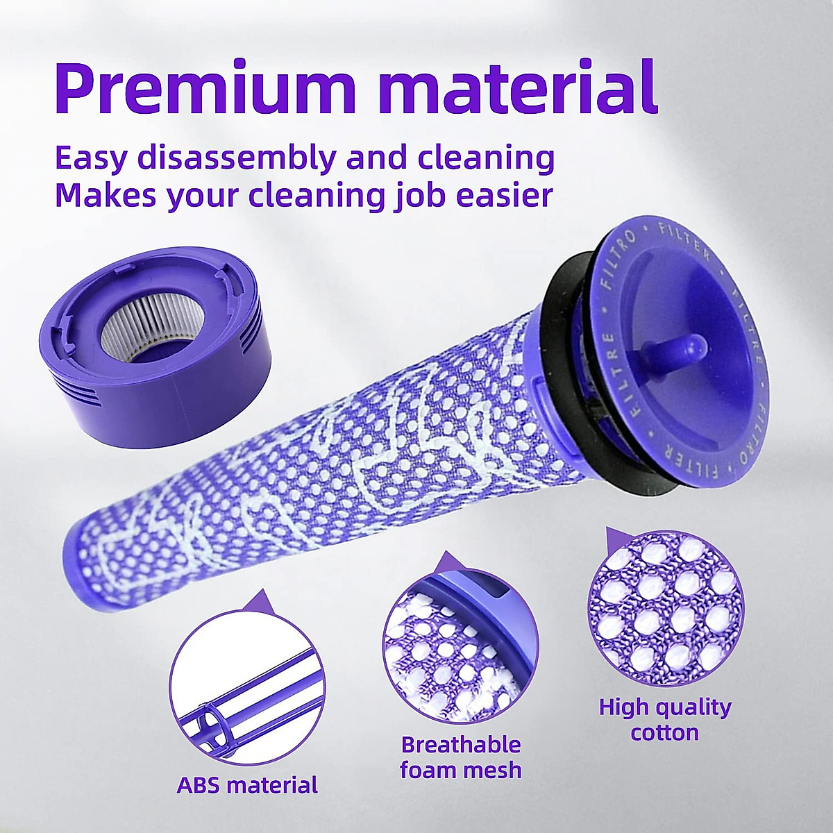 Yeebarle 8 Pack Replacement for Dyson V7, V8 Animal and Absolute Vacuum, 4 Pre-Filters and 4 Post-Filters Replaces Part # 965661-01 & 967478-01