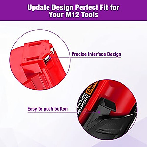 BABAKA 2 Packs 3.0Ah M12 Replacement Battery for Milwaukee 12V Battery for XC 48-11-2411 48-11-2420 48-11-2401 48-11-2402,48-11-2430,48-11-2440,48-11-2460, 48-11-2412 Cordless Tools Batteries