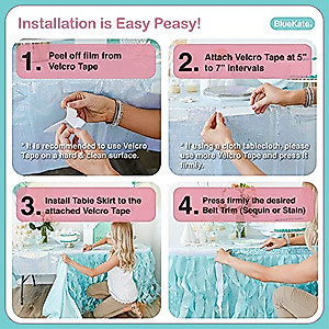 Bluekate Champagne Gold Table Skirt 6ft. Double Organza, Two Trims Party Tutu Table Skirt! Wedding Decorations Rustic Theme, Graduation, Gold Party Decorations. Table Skirts for Rectangle Tables 6ft