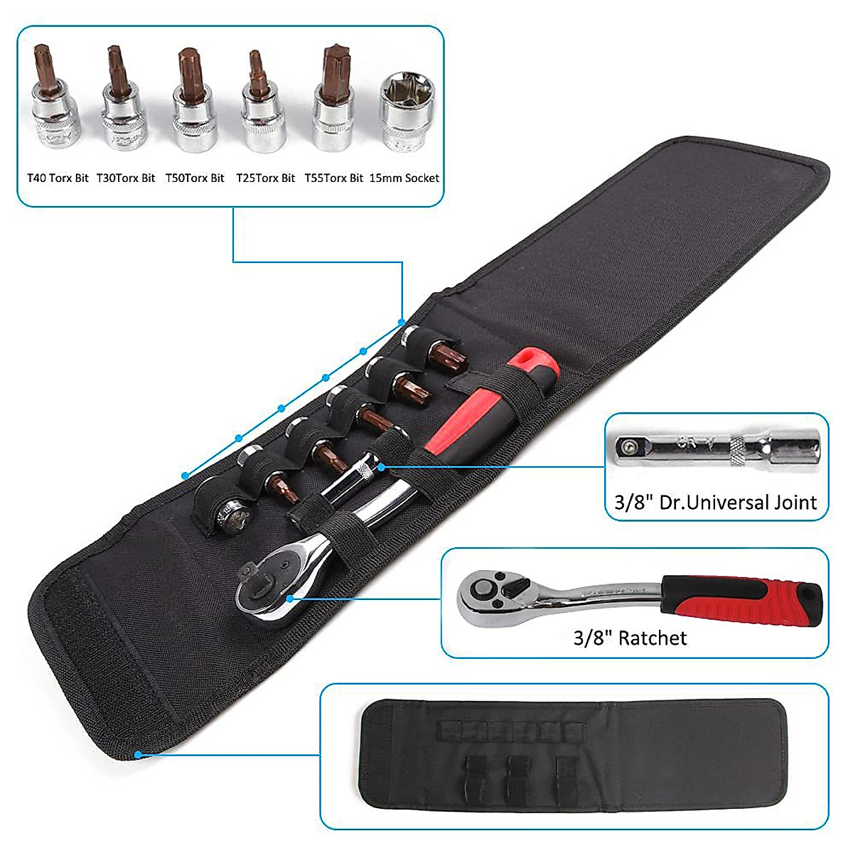 JeCar Socket Wrench Kit Hardtop and Door Removal Torx Set Compatible with Jeep Wrangler 1997-2023 TJ JK JL and Unlimited Sport Sahara Rubicon X