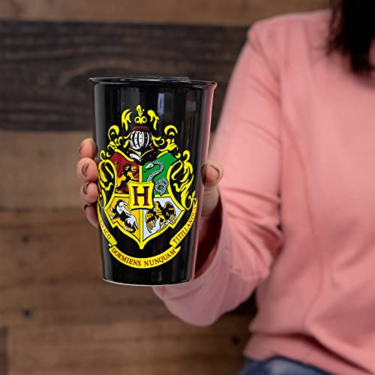 Seven20 Harry Potter Hogwarts Travel Coffee Mug, 14oz - Ceramic Tumbler with Hogwarts Crest Design - Officially Licensed - Great Gift for Teens & Adults