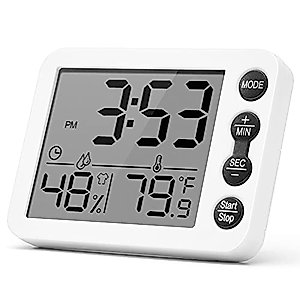 Digital Kitchen Timer for Cooking , SOVIDER Multi-Purpose Classroom Timer with Time Clock Alarm, Thermometer & Hygrometer | Digital Egg Timer with Magnetic, Large Screen Clock, Comfort Level Indicator