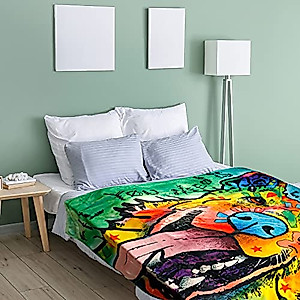 Tupmnbry Colorful German Shepherd Throw Blanket Cute Dog Printed Blanket Super Soft Flannel Throw Blanket Lightweight Fluffy Plush Fuzzy Bed Blanket for Cute Pet 60"X80"