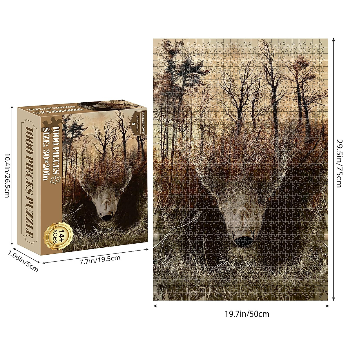 WOZUIBAN Adult Puzzle Classic Jigsaw Puzzle 1000 Pieces Wooden Puzzle DIY Forest Map Bear Modern Home Decor Unique Gift Intellectual Game 75x50cm