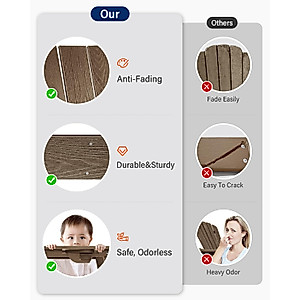 POWERWOOD Modern Adirondack Chair, Oversized HDPE Folding Adirondack Chairs Wood Texture, Higher Back Weather Resistant Adirondack Chair Set with Cup Holder, Fire Pit Chairs for Outdoor Patio (Teak)