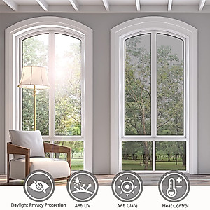KESPEN Window Privacy Film One Way Daytime Privacy Static Cling Sun Blocking Anti UV Reflective Window Tint for Home and Office, Silver, 17.5 Inch X 6.5 Feet