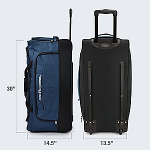 Pacific Gear Wheeled Rolling Duffel Bag, Durable Design, Telescoping Handle, Multiple Compartments, Tie-Down Capabilities, 30 Inch