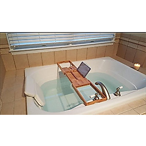 Bamboo Bathtub Tray - Wood Bath Caddy with Book, Phone, or Tablet Rest, Cup Holder, and Extended Sides for Bath Accessories by Home-Complete (Natural)