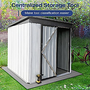Lyromix 5' × 3' Metal Outdoor Storage Shed with Door & Lock, Waterproof Garden Storage Tool Shed for Backyard Patio,White-Grey