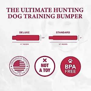 HUNTMARK Dog Bumpers – Standard Fetch Trainer for Hunting and Sporting Dogs – Puppy Training Dummy with Textured Pattern – Color-Spectrum Retrieving Bumpers – 12 x 2-inch – Blue and Yellow