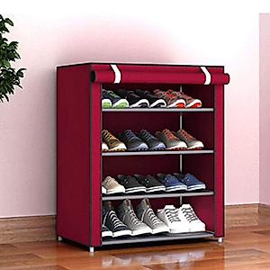 N/A 4Tiers Shoes Rack with Dustproof Cover Closet Shoes Storage Cabinet Dustproof Cover Shoes Cabinet