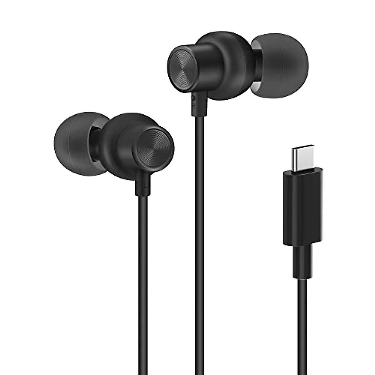 PALOVUE USB Type C Headphones in Ear Earphones Earbuds with Mic and Volume Control Compatible for Google Pixel Samsung Oneplus Huawei Sony MacBook Black