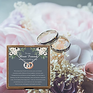 OKEYCH Best Friend Gift to Bride, To My Best Friend On Her Wedding Day Necklace, Bride Gift From Maid of Honor, Wedding Gift (To My Best Friend Necklace)