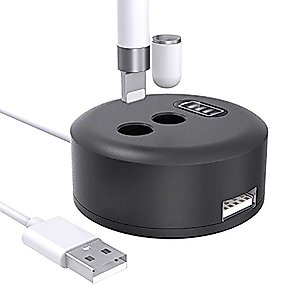 TiMOVO Charging Stand Compatible with iPencil 1st Generation, iPad Pencil Charger with Display Screen, iPad Pen Charging Adapter with 1.2A USB Port, Black