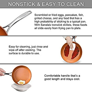 Sanalaiv 8 Inch Frying Pan Nonstick, Omelette Pan with Ceramic Coating, Induction Compatible, PFOA Free, Small Nonstick Pan Skillet, Egg Pan, Saute Pan