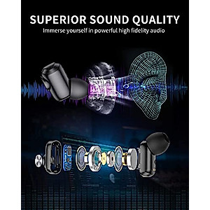 DolTech T20 True Wireless Earbuds Bluetooth Headphones, Bluetooth 5.0 Earphones with Charging Neckband, CVC 8.0 Noise Canceling in-Ear Headphones IPX7 Waterproof Headsets with Built-in Mic (Black)