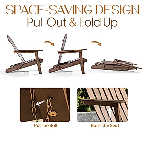 IDZO Outdoor Adirondack Chair Set of 2, Pre-Assembled Backrest, Patio Furniture Set, Outdoor Furniture for Garden, Porch, Deck, Firepit