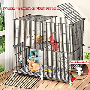 Guinea Pig Cage Bunny Cages Small Animal Cage Foldable Rabbit Cage Hutch with Pull Out Tray and Caster Platform for Ferret Chinchilla (Size : 42.9)