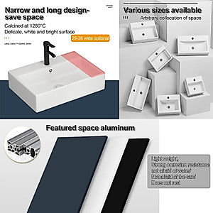 Vessel Sink Rectangular, Ceramic Vessel Sinks for Bathrooms, Modern Pianted Wall Mounted Vessel Sink Cabinet Set, Bathroom Ceramic Washbasin and Faucet Combo, for Small Space ( Size : 33*29cm/12.9*11.