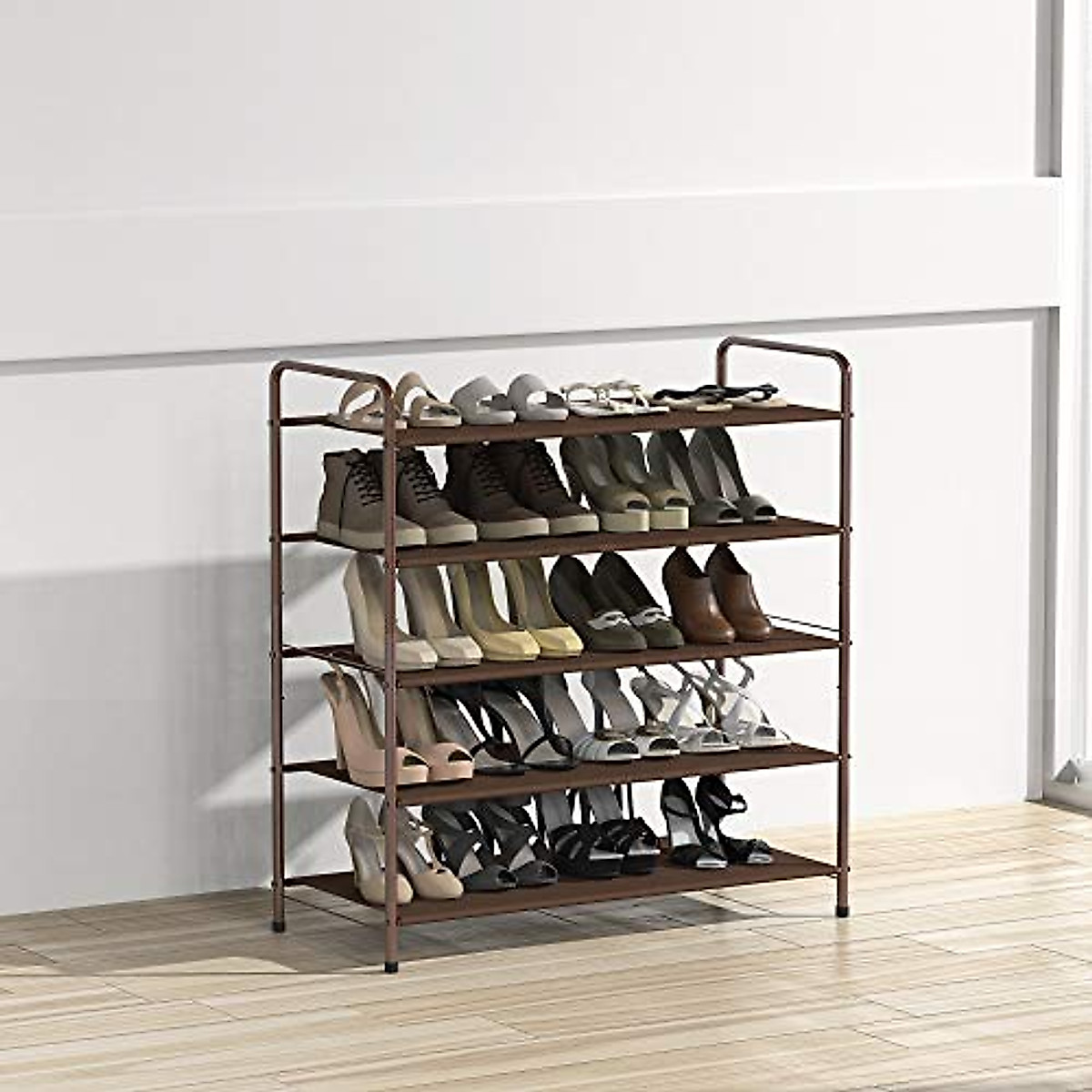 Simple Houseware 5-Tier Shoe Rack Storage Organizer, Bronze
