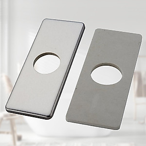 BWE 6” Faucet Cover Escutcheon Brushed Nickel Stainless Steel Deck Plate for Bathroom Sink 1 Hole or 4 Inch 3 Holes Centerset Sink Modern Rectangular Vanity Basin Sink Hole Cover Cap