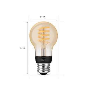 Philips Hue Smart 40W A19 Filament LED Bulb - White Ambiance Warm-to-Cool White Light - 1 Pack - 550LM - E26 - Indoor - Control with Hue App - Works with Alexa, Google Assistant and Apple Homekit
