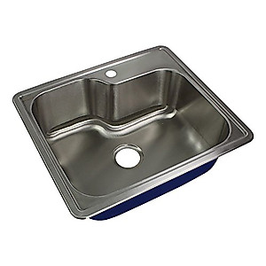 Transolid MTSO25229-1 Meridian 1-Hole Drop-in Single Bowl 16-Gauge Stainless Steel Kitchen Sink, 25-in x 22-in x 9-in, Brushed Finish