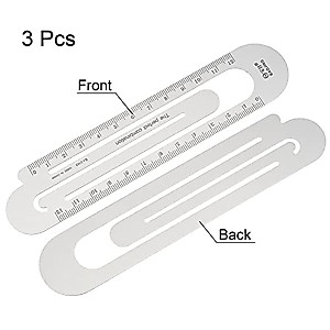 HARFINGTON 3pcs Straight Ruler 12cm Metric Aluminum Alloy Ruler Scale on Both Sides Hollow Paper Clip Design Bookmark Measuring Tool for Children Study Classroom Office, Silver Tone